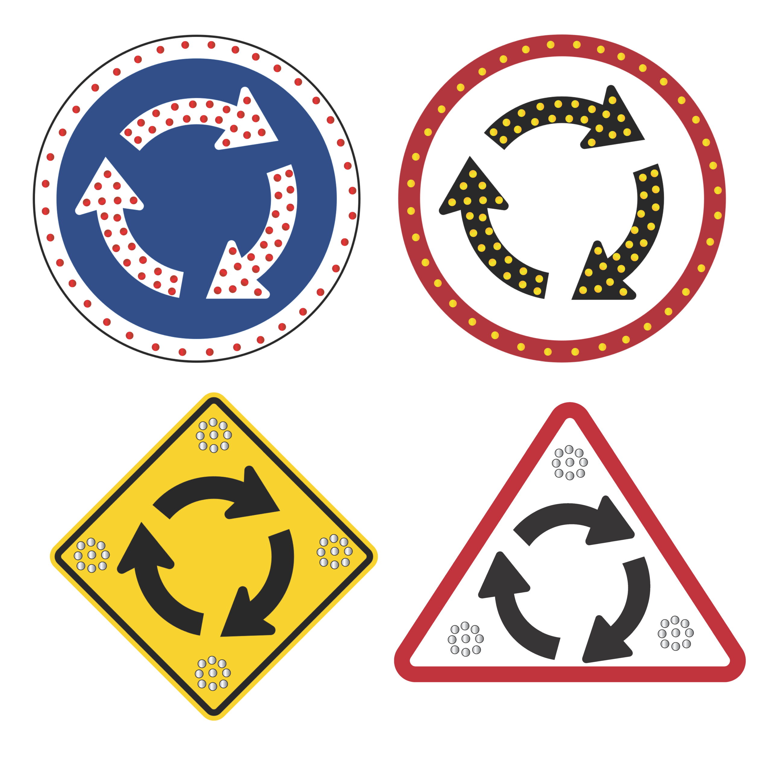 ป้ายวงเวียน Solar LED Roundabout Sign มาตรฐานกรมทาง
