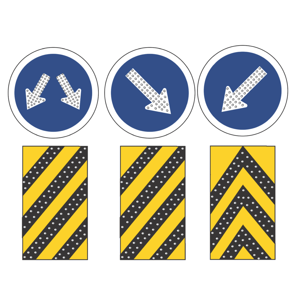 ป้ายเตือนเกาะกลางถนน Solar LED Median Warning Sign มาตรฐาน